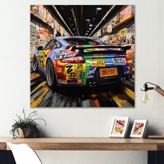 Designart "Neon Sprint Exotic Car In Japan Race Track" Race Tracks Wall ...