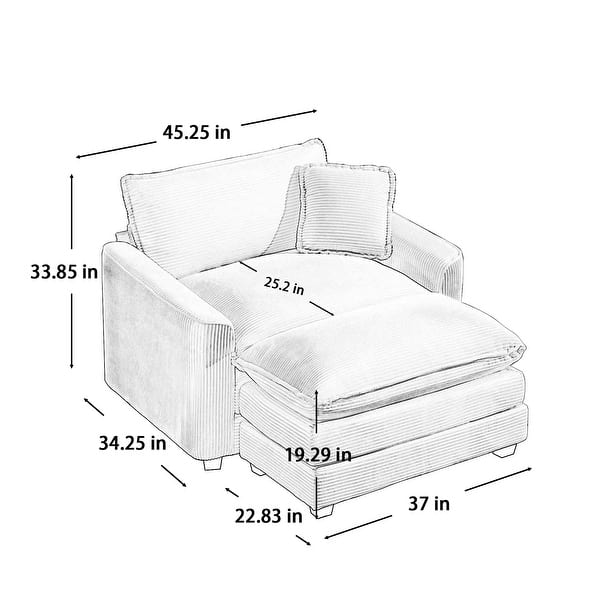 Ergonomic Deep Single Seat Sofa Upholstered Reading Armchair With ...