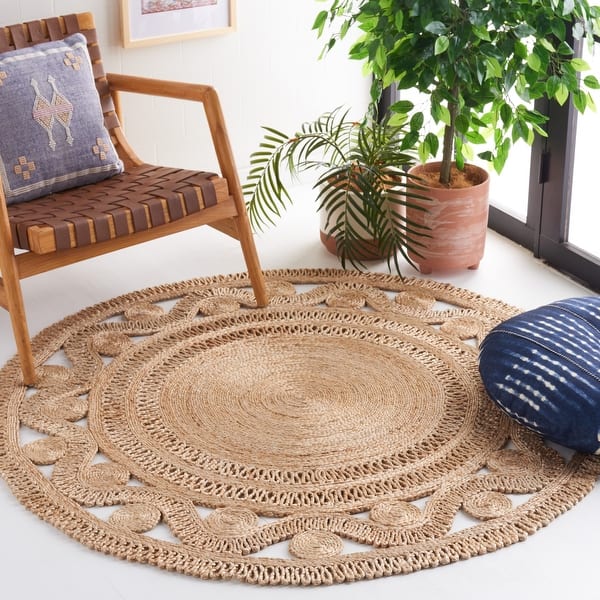 SAFAVIEH Natural Fiber Edelt French Country Round Jute Rug - On Sale ...