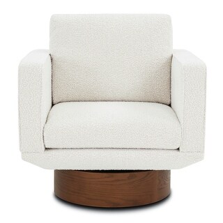 Poly & Bark Nera Swivel Lounge Chair in Froth White Boucle - Bed Bath ...