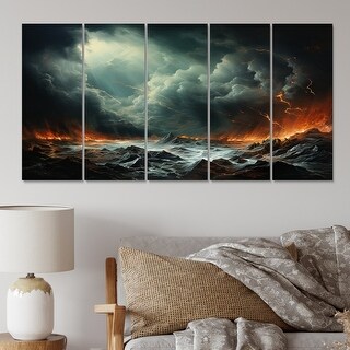 Designart "Storm Tempest Symphony II" Landscapes Multipanel Wall Art ...