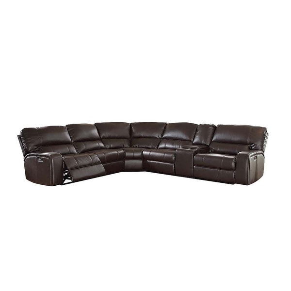 ACME Saul Espresso Leather Aire Sectional Sofa with Power Motion Bed Bath Beyond 21656886