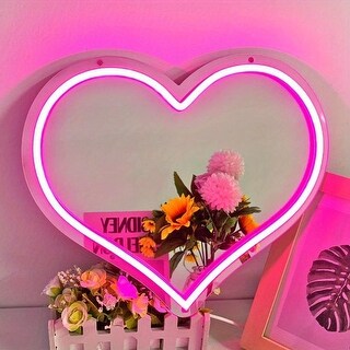 LED Heart-Shaped Pink Vanity Light, Wall Light - 1Pack - Bed Bath ...