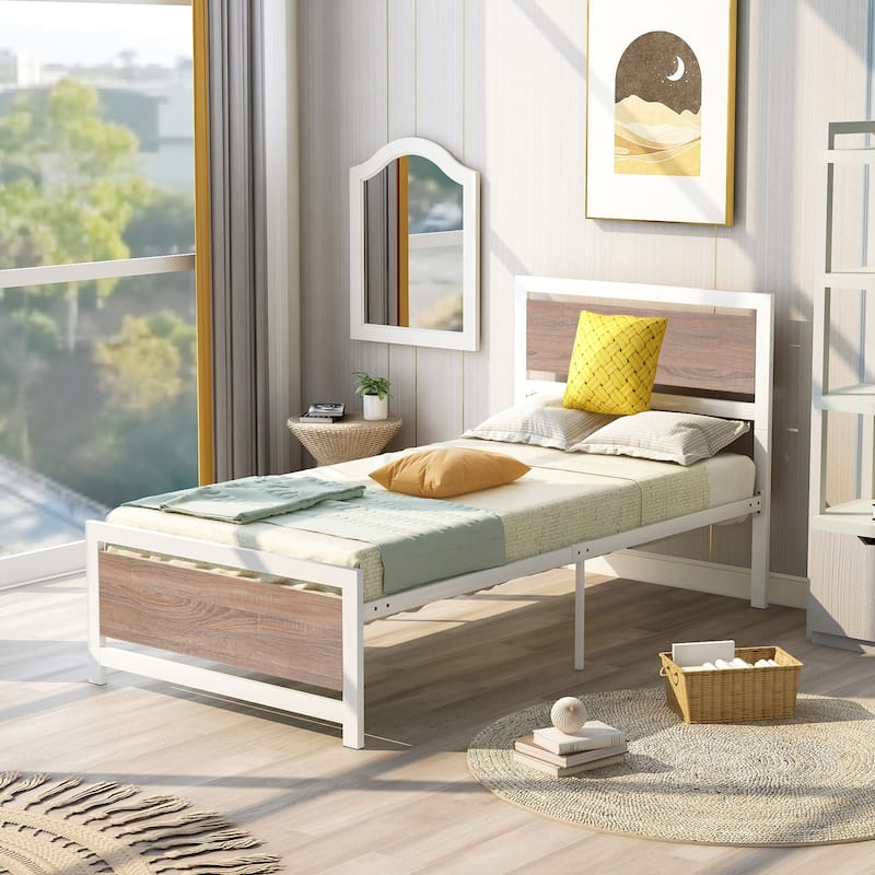 Twin Size Platform Bed with Headboard and Footboard - Overstock - 34867590
