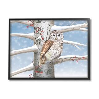 Stupell Snowy Birch Tree Owl Framed Giclee Art by Caro Windmuller - Bed ...