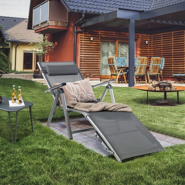 Gymax Patio Lounge Chair Rustproof Aluminum Folding Chaise w Bed Bath Beyond 37171876