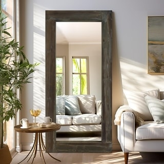 Retro Distressed Hollow Wood Full-length Floor Mirror - Bed Bath ...
