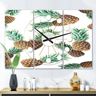 Designart 'Pineapple Summer Bliss V' Oversized Mid-Century wall clock ...