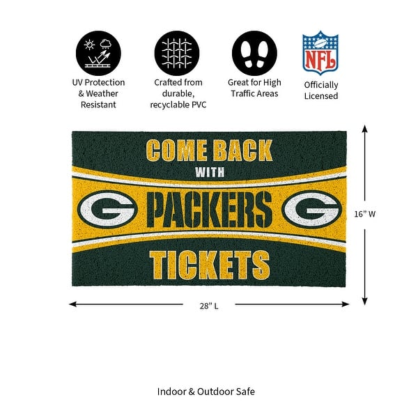 Green Bay Packers 28 in. x 16 in. PVC "Come Back With Tickets" Trapper ...