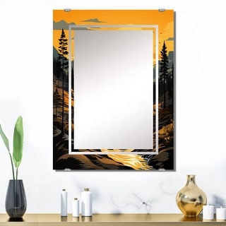 Designart "Yellow And Black Mountains River Serenity II" Fruits Mirror ...