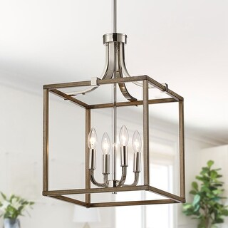 Modern Polished Nickel Square Cage Chandeliers with 4 Light Kits - L:13 ...