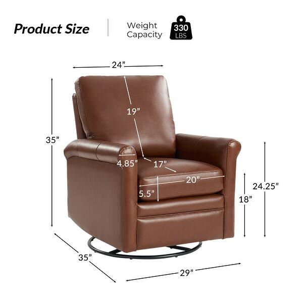 Bona Modern Genuine Leather Swivel Rocker Chair with Rolled Arms by ...