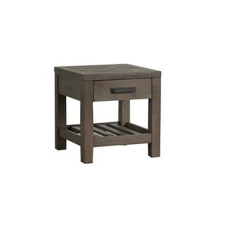 Tarn 23 Inch Side End Table, 1 Drawer, 1 Shelf, Grain Details, Gray ...