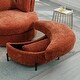 32.7" W Chenille Upholstered half Crescent Moon Storage Bench Large ...