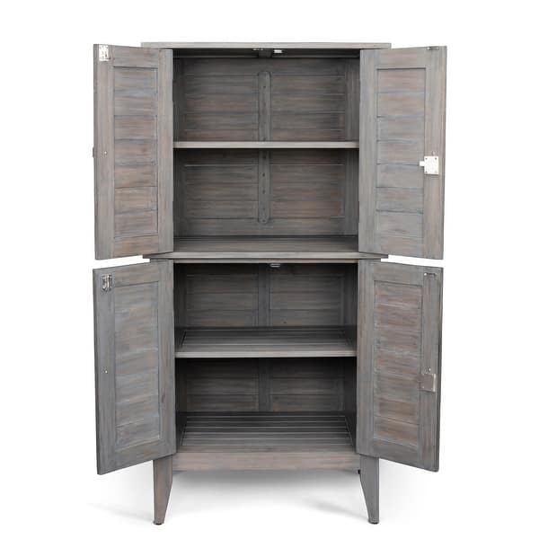 Maho Gray Wood Storage Cabinet - 32" x 64" x 22" - Bed Bath & Beyond ...