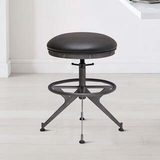 Ruth 19 Inch Adjustable Stool, Metal Axle Base, Cushioned Seat, Gray ...