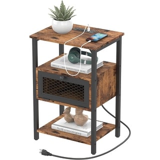 Small Bedside Table with USB Ports and Outlets - Bed Bath & Beyond ...