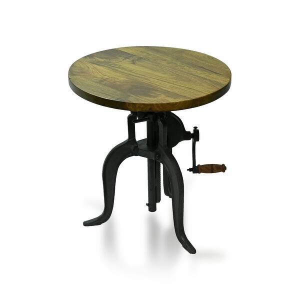 HomeRoots 19" Industrial And Oak Solid Wood Round End Table - 18 - Bed ...