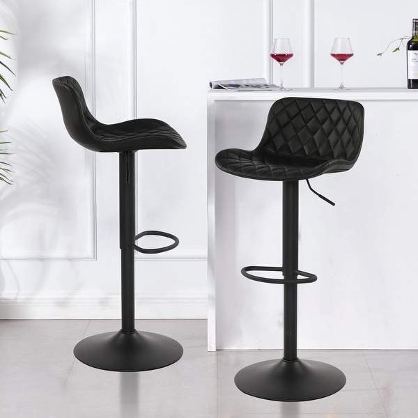26 Inch Bar Stools Set of 2 Faux Leather Counter Height Bar Stools with ...