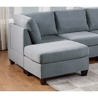 Grey Linen U-Shaped Modular Sectional with 2 Wedges, 2 Armless Chairs ...