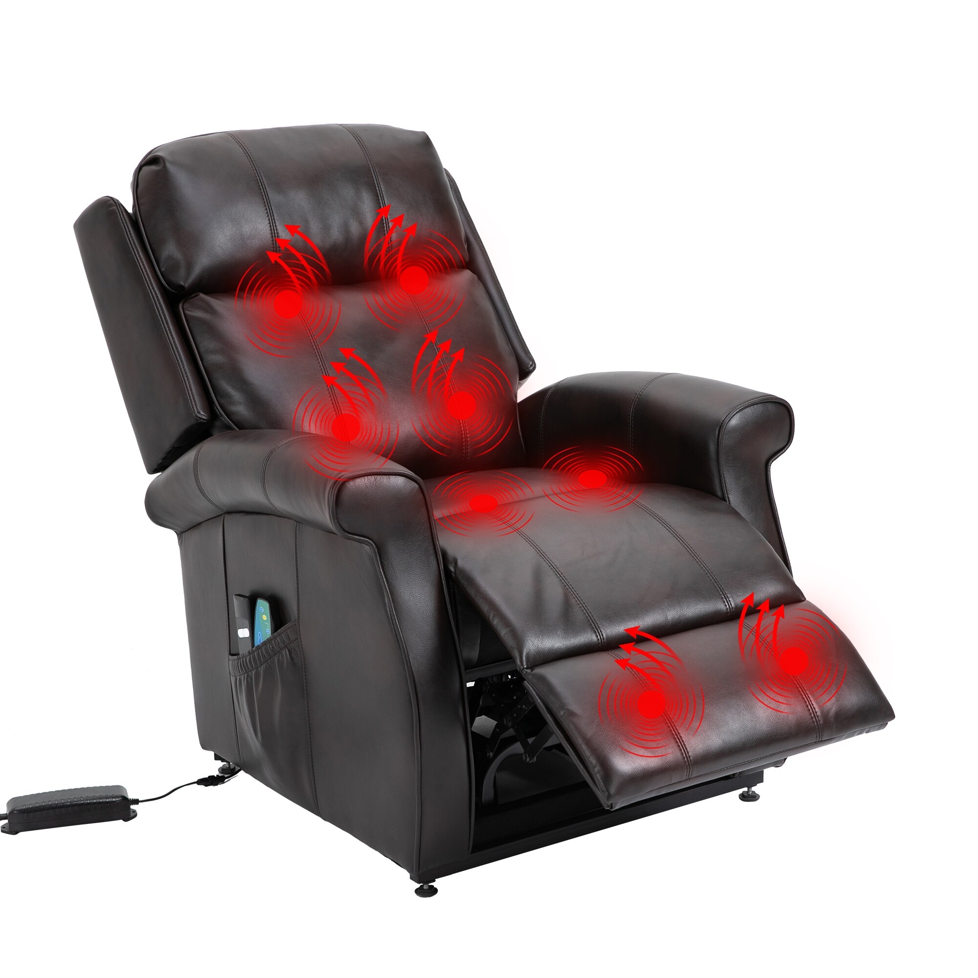 LACOO Power Lift Recliner PU Leather with Massage and Heating - On Sale ...
