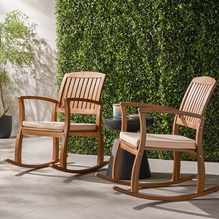 Selma Teak Finish Acacia Rocking Chair (Set of 2) by Christopher Knight ...