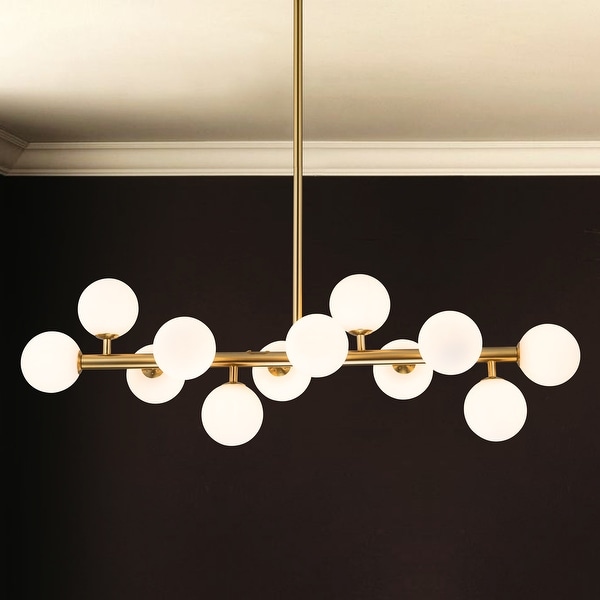 40 in. Linear Modern Chandelier 16-Light Brass Sputnik Chandelier with ...