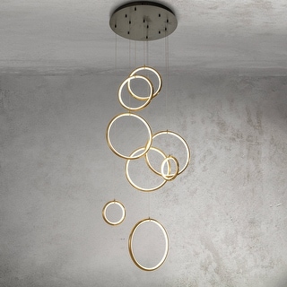 CraftHome 8-Light Modern Gold Circular Ring-Shaped LED Chandelier - Bed ...