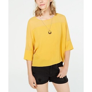 BCX Junior's Crepe Boxy Necklace Top Yellow Size Medium - Bed Bath ...