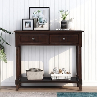 Console Table Traditional Design with Two Drawers and Bottom Shelf ...