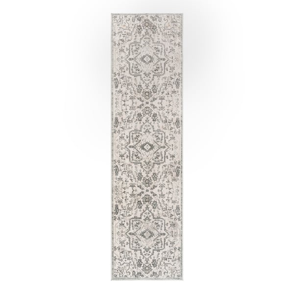 Gertmenian Quattro Cyrus Gray Polypropylene Traditional Area Rug Runner ...