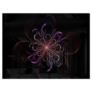 Pink Rounded Fractal Flower in Black - Large Floral Glossy Metal Wall ...