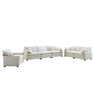 Beige 3-Piece Flexible Combinations Deep Seat Sofa Set (3+2+1Seat ...