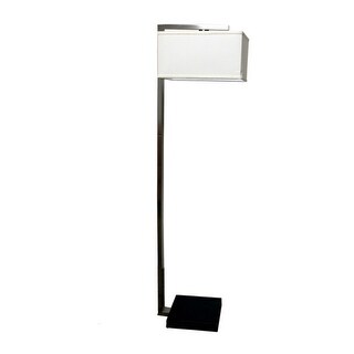 Metal Frame Support Floor Lamp with Hanging Rectangular Shade, Silver ...