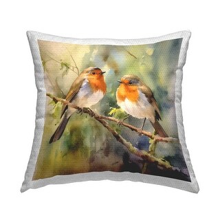 Stupell Robin Birds on Branch Printed Outdoor Throw Pillow Design by ...