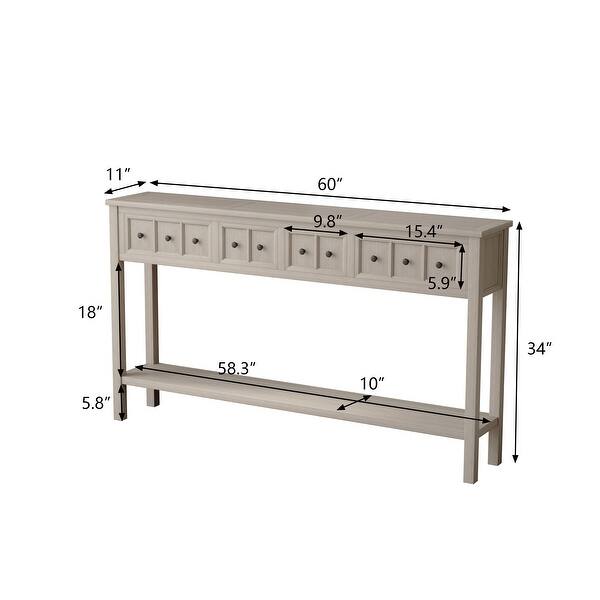 Modern Long Console Table with Drawers and Bottom Shelf - Bed Bath ...