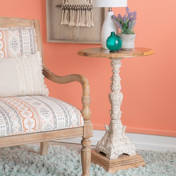 Selene Whitewashed Drink Side Table - Bed Bath & Beyond - 34382521
