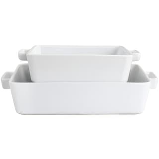 Martha Stewart 2 Piece Stoneware Square and Rectangle Baker Set White ...