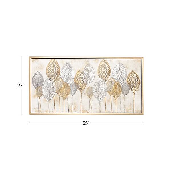 CosmoLiving by Cosmopolitan Canvas Leaf Framed Wall Art with Metallic ...