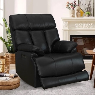 Genuine leather Black Power Recliner Zero Gravity Dual Power Recliner ...