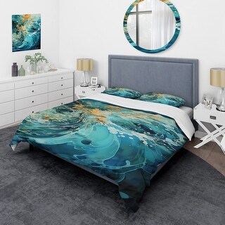 Designart "Aqua Dream rush flow 3" Abstract Collages Bedding Cover Set ...
