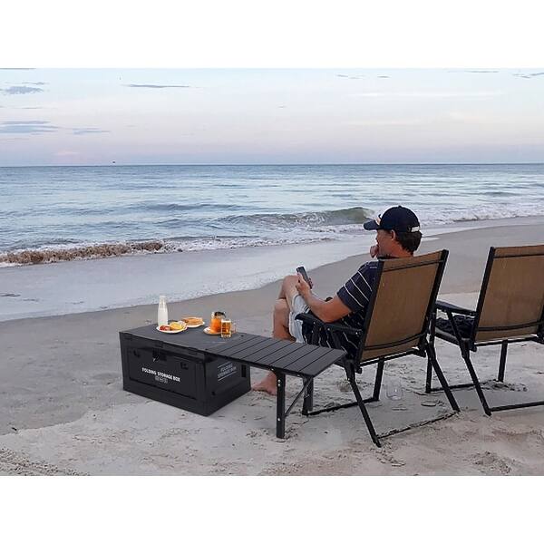 Folding Table, Storage Bin with Table, Collapsible Storage Box with ...