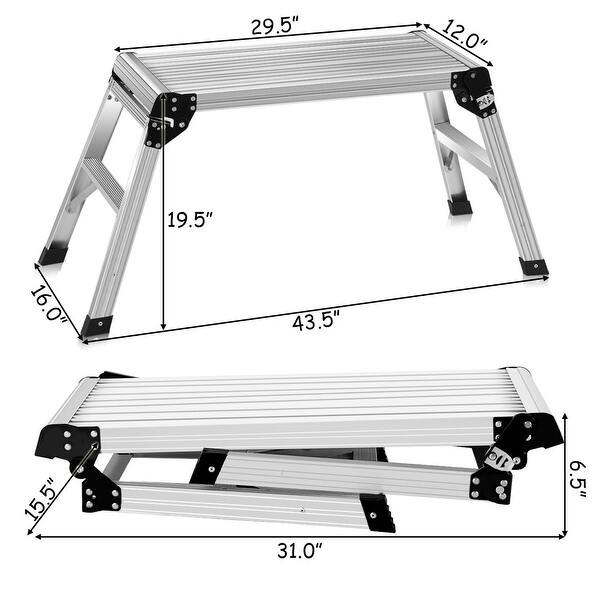 Aluminum Platform Drywall Step Up Folding Work Bench Stool Ladder - Bed ...