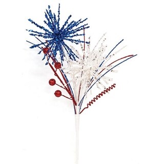 Red White and Blue Firework Blooms and Berries Pick for Festive Floral ...
