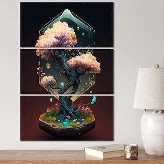 Designart "Hexagon Bonsai Tree I" Tree Bonsai Canvas Art Print - 3 ...