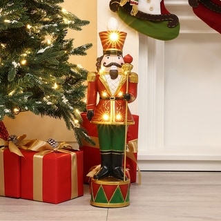 2Ft Tall Traditional Nutcracker King in Red with Lights - 24.8" H x 6. ...