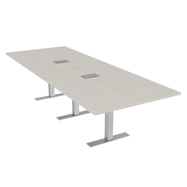 10 Person Modular Rectangle Conference Table Metal T-Bases Power Units ...