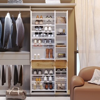 Chic Shoe Rack with Adjustable Poles and Multi-Compartment Storage ...