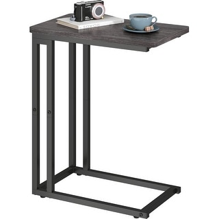 C-Shaped End Table - Slide Under Sofa, Compact Overbed Table for Small ...