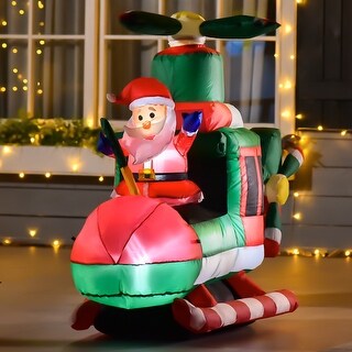 HOMCOM 3.5 ft Santa Inflatable Christmas Decoration with Candy Cane ...
